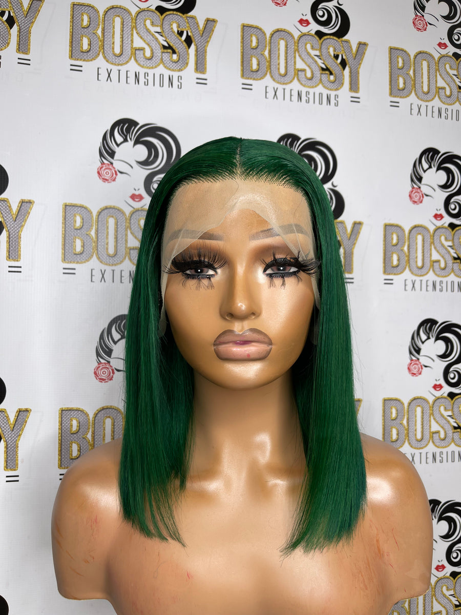Green Transparent lace frontal Bob wig – Bossy Extensions